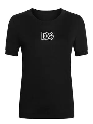 Dolce & Gabbana Jersey T-shirt With Logo Embroidery - Black