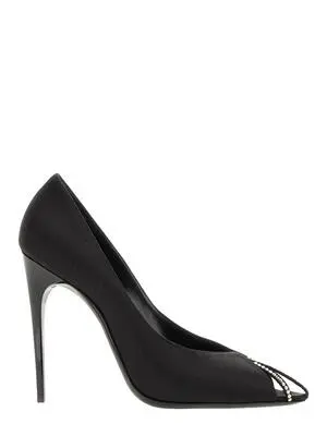 Saint Laurent 115mm Crystal-embellished Satin Slingback Pumps - Black