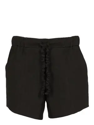 GANNI Organic Cotton Shorts With Ruffled Drawstring - Black