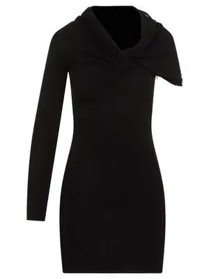Saint Laurent Twist-front Asymmetrical Mini Dress - Black