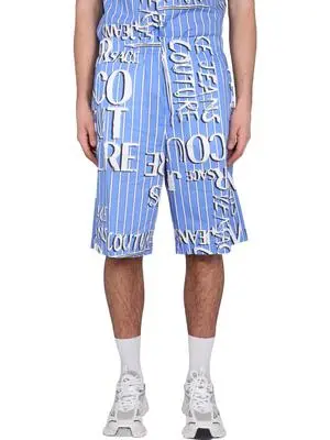 Versace Logo Print Bermuda Shorts - Azure