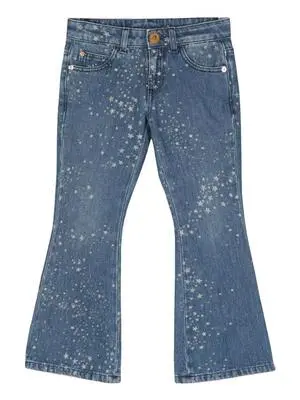 Versace Glitter Print Flare Jeans - Denim