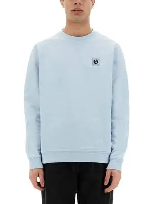 Belstaff Crewneck Sweatshirt With Logo Patch - Azure