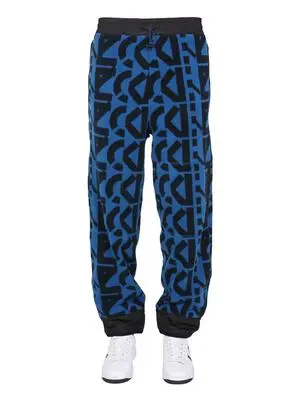 Kenzo Monogram-print Fleece Track Pants - Blue