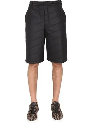 Fendi Quilted Wool Bermuda Shorts - Black