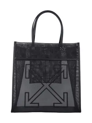 Off-White Signature Arrow Mesh Tote Bag - Black