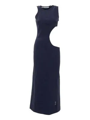 Off-White Cut-out Virgin Wool Blend Dress - Blu