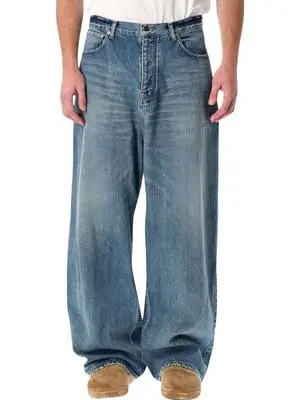 Balenciaga Wide-leg Distressed Jeans - Blu