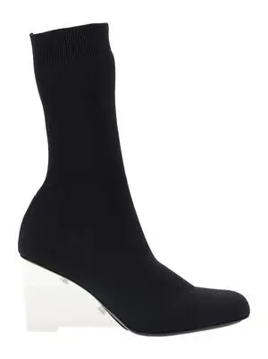 Alexander McQueen Compact Stretch Knit Ankle Boots With Plexiglass Heel - Black