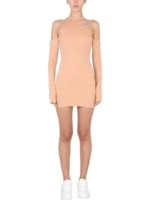 Off-White Asymmetrical Mini Dress - Brown