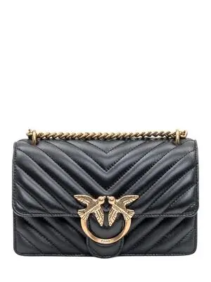 Pinko Mini Love Quilted Shoulder Bag With Gold Tone Clasp - Nero