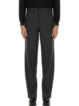 Fendi Stretch Cashmere Trousers With Logo Detail - Grey