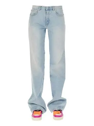 Off-White Bleach Baby Baggy Flared Jeans - Blue
