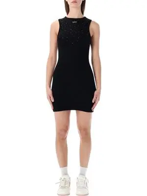Off-White Swarovski Rib Mini Dress - Black