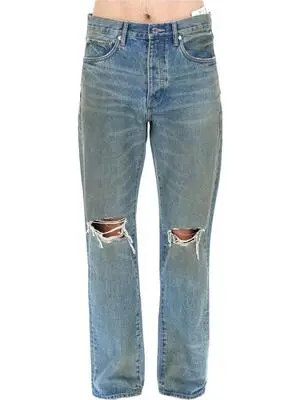 PURPLE BRAND Distressed Straight-leg Jeans - Blue