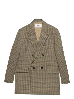 AMI Paris Virgin Wool Pied De Poule Double-breasted Blazer - Multicolour