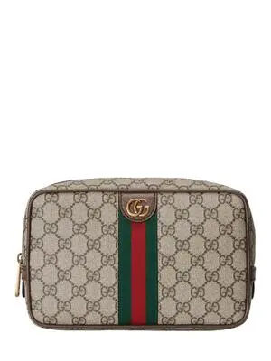 Gucci Mini Gg Supreme Canvas Bag With Web Stripe Detail - Beige