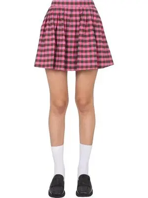 Kenzo High-waisted Check-pattern Skirt - Pink