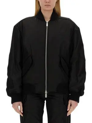 Off-White Nylon Blend Bomber Jacket - Black