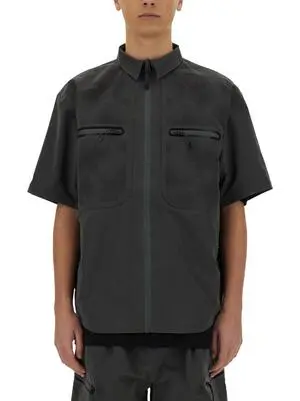 Alpha Industries Laser Cut Short Sleeve Zippered Shirt - Grey