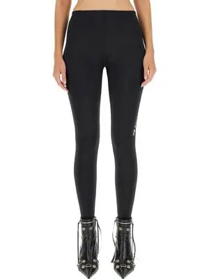 Balenciaga Sporty B Activewear Leggings In Technical Fabric - Black