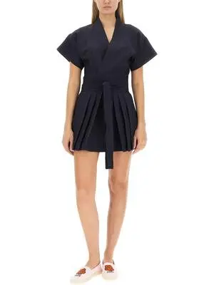 Kenzo Mini Kimono Dress With Belted Waist - Blue