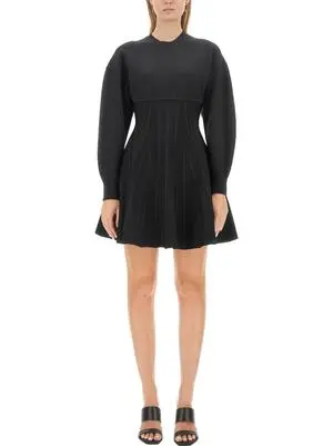 Alexander McQueen Mini Dress In Wool - Black