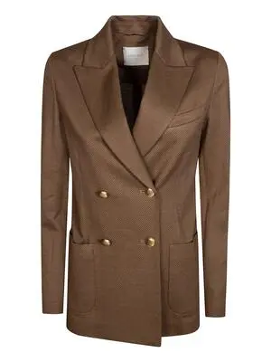 CIRCOLO 1901 Double-breasted Linen-cotton Blend Jacket - Marrone