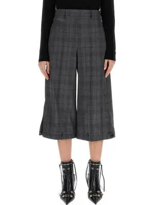Balenciaga Plaid Wide-leg Wool Culottes - Grey
