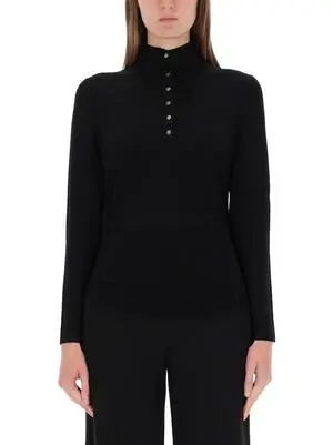 Theory Wool Turtleneck Pullover - Black