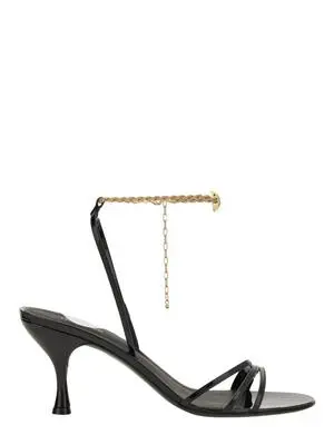 FERRAGAMO 70mm Cable-link Chain Leather Sandals - Black