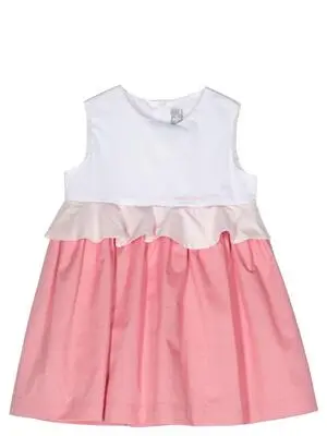 IL GUFO Baby Girls Sleeveless Mini Dress With Two-tone Design - Multicolour