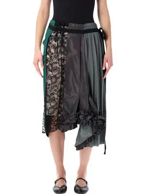 Prada Technical Taffeta Patchwork Skirt - Hematite