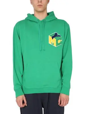You Must Create Cotton Hooded Sweatshirt With Graphic Detail - Green