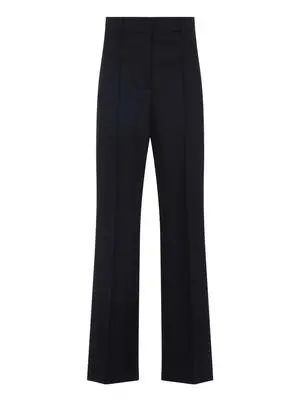 Prada Virgin Wool Straight Leg Trousers - Blue