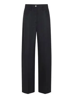 Prada Virgin Wool Straight Leg Trousers - Grey