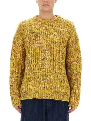 You Must Create Textured Knit Crewneck Pullover - Yellow