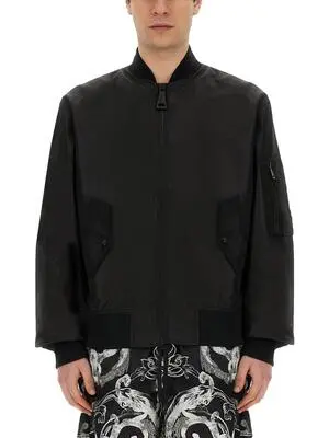 Versace VERSACE JEANS COUTURE Logo Bomber Jacket With Long Sleeves Black