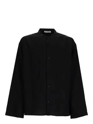 You Must Create Long Sleeve Button Front Mandarin Collar Shirt - Black