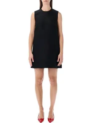 Prada Lace-collar Sleeveless Scuba Mini Dress - Black