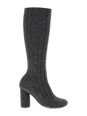 Bottega Veneta Atomic Ribbed-knit Knee-high Boots - Grey