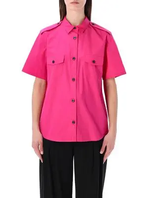 Prada PRADA Cotton Poplin Short Sleeve Shirt Fuchsia