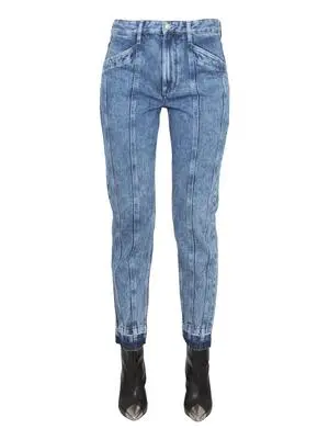 MARANT ETOILE High-waisted Mini Jeans With Acid Wash Finish - Denim