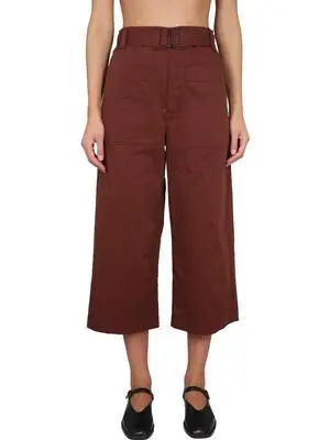 LEMAIRE Cropped Belted Pocket Pants - Brown
