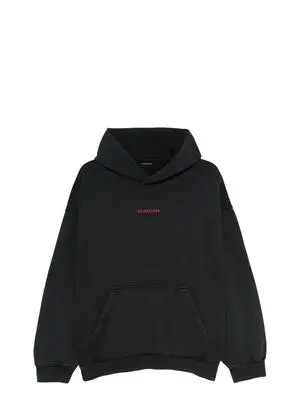 Balenciaga Medium Fit Hoodie With Logo - Blackred