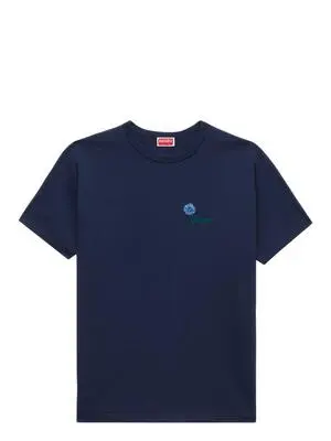 Kenzo Slim-fit Embroidered Cotton T-shirt - Blu