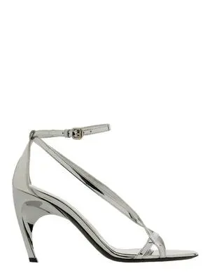 Alexander McQueen Armadillo Mirror-effect Faux Leather Sandals - Silver