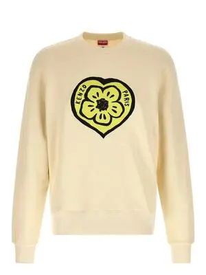 Kenzo KENZO "Love Heart" Graphic Jersey Knit Sweater Ecru