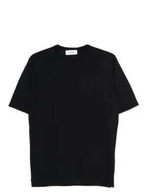 LARDINI Ribbed Cuff And Hem T-shirt With Crew Neck Size - Blue