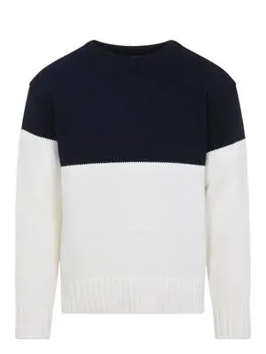 Ralph Lauren Purple Label Color Block Cotton Pullover - Blue
